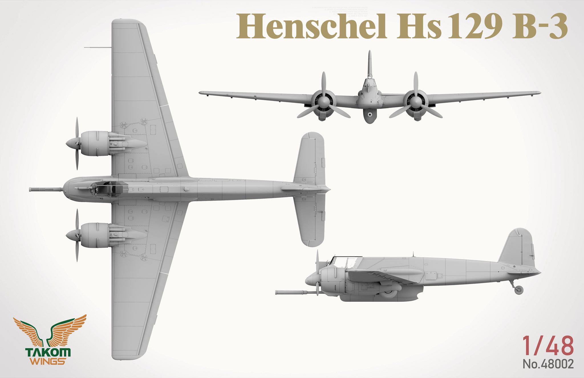 1/48 Henschel Hs129 B-3 w/ Interior # Takom 48002 - Modelbouw Krikke